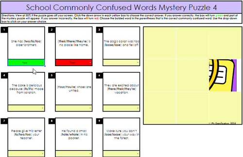 4th Grade Grammar Commonly Confused Words Mystery Puzzle Digital Activity 4