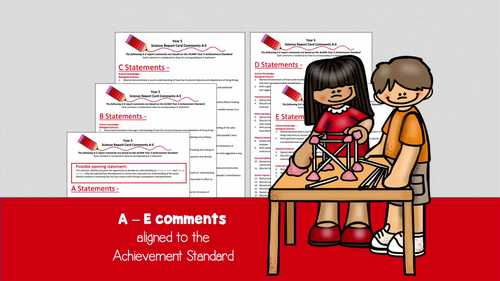 Australian Curriculum Year 5 Science Report Card Comments by Ideacations
