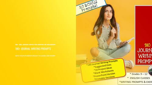 180 JOURNAL WRITING PROMPTS for MIDDLE AND HIGH SCHOOL | TPT