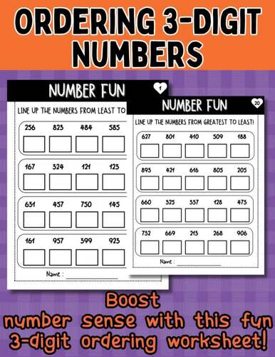 Ordering 3-Digit Numbers: Arrange from Greatest to Least & Least to ...