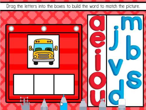 CVC Word Building Short U (Digital Activity for Seesaw) | TPT