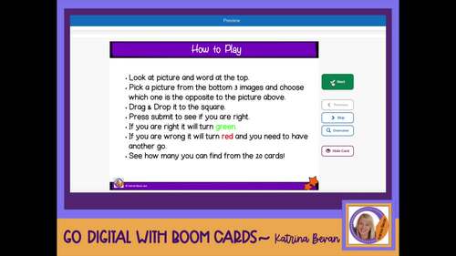 Boom™ Cards: Opposites. For speech & language therapy by Katrina Bevan