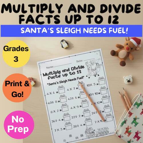 Christmas Multiplication and Division Practice, facts Up to 12 | TPT