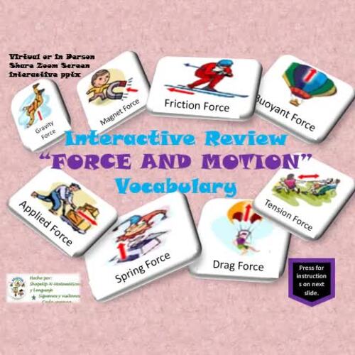 Science Force N Motion Vocabulary Review Activity | TPT