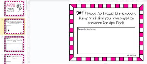 April Digital Writing Journal | Google Slides | Digital Writing Prompts