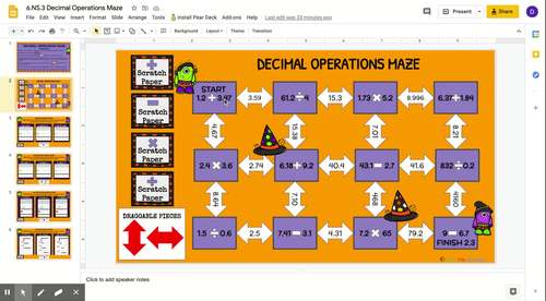 Halloween Math | Decimal Operations Digital Maze by Keep On Growing