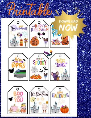 Halloween Gift Tags Printable Disney Classroom Party Favor Tags Treat ...