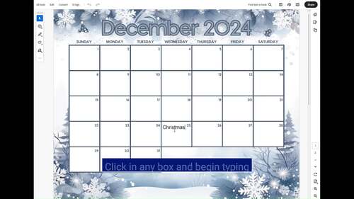 Editable December 2024 Monthly Student Teacher Planner | Snowflakes