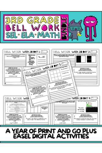 3rd Grade Morning Bell Work - Bundle - SEL ELA Math | TPT