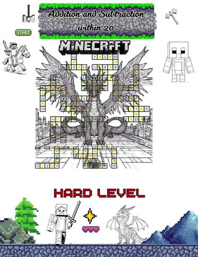 Addition and Subtraction Within 20 Part#3-Minecraft Cross Math Puzzle ...
