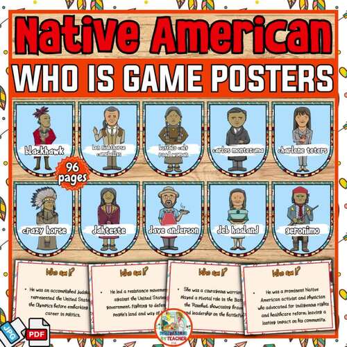 Native American heritage month Bulletin board figures Who am I posters game