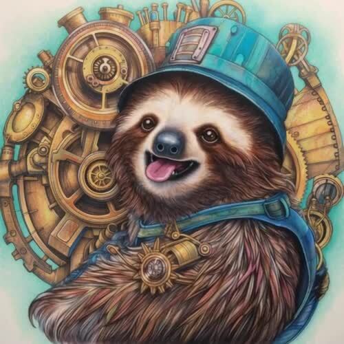 STEAMPUNK ANIMALS - 50 Printable AI Art Grayscale Coloring Pages