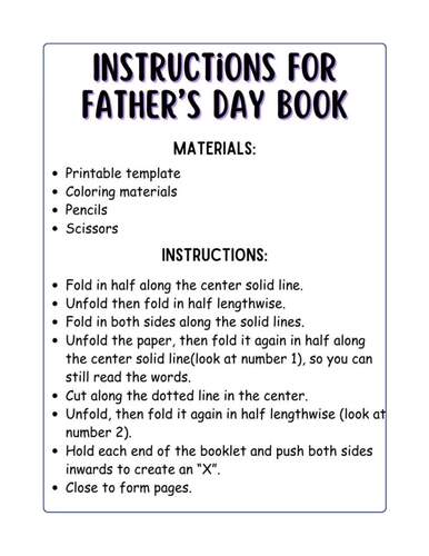 Printable Mini Book for Dad, Father’s Day Craft for Kids, All About My ...