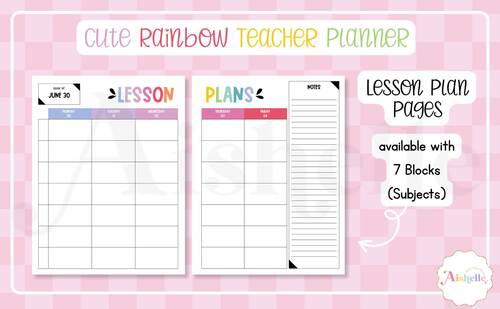 Printable Teacher Planner 2025-2026 | Teacher Binder | Cute Rainbow Theme