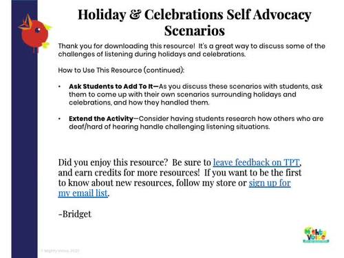 Self Advocacy Scenarios Middle & High School Deaf/HOH Celebrations ...