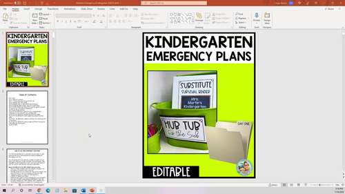 Emergency SUB Plans KINDERGARTEN | Editable | TEN DAYS of PLANS | TPT