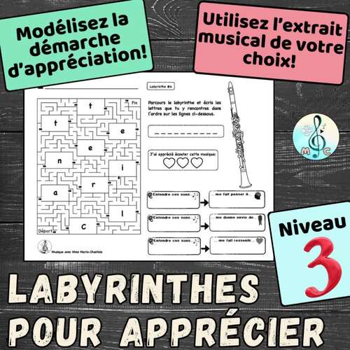 Labyrinthes & coloriages pour apprécier la musique - NIVEAU 3 | TPT