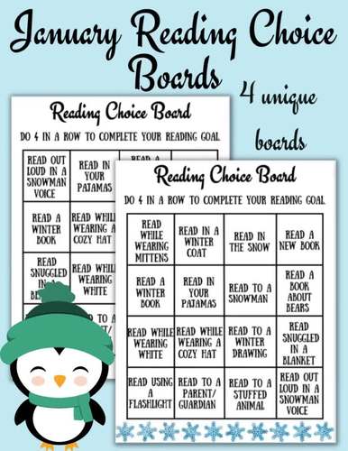 January Reading Choice Boards - Winter Reading Homework | TPT