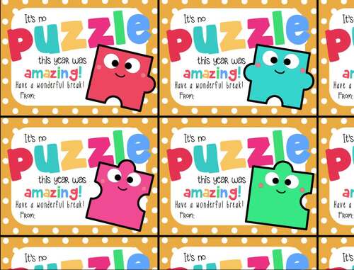 Puzzle Christmas (Winter Break) Holiday Gift Tag- It's no puzzle this ...