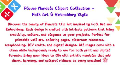 Flower Mandala Clipart Collection – Folk Art & Embroidery Style | TPT