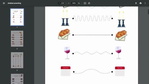 Shabbat Prewriting Printable Worksheets by Learning with Ms Pam | TPT