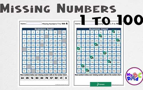 Hundreds Chart Math Activities - Missing Numbers 1 to 100 | TPT