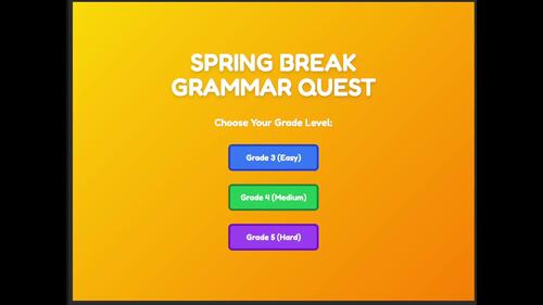 Spring Break Grammar Game | Pokemon Style ELA Test Prep | HTML for ...