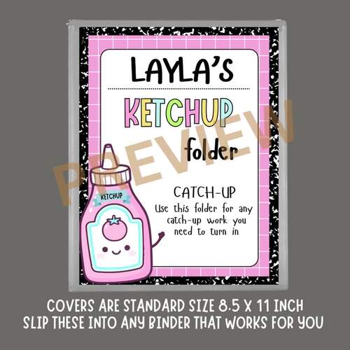 Ketchup Folder Labels Editable Template Composition Notebook Stickers ...