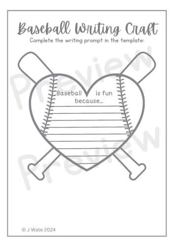 Baseball Bunting Bulletin Board Banner & Baseball Writing Template Crafts