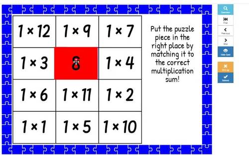 Digital Multiplication Facts Practice Activity – 1 Times Table – Boom Cards