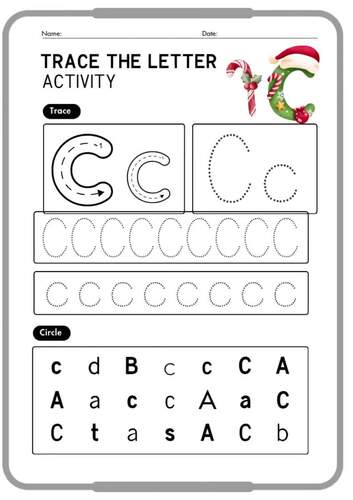 Christmas Alphabet Handwriting Tracing Practice winter Holiday Alphabet ...