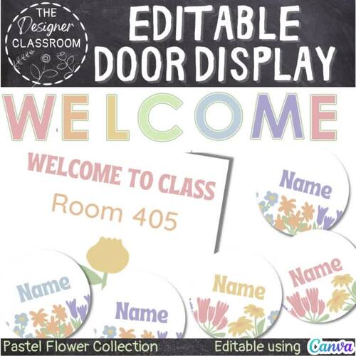 Classroom Door Display | Pastel Flower Classroom Decor | TPT