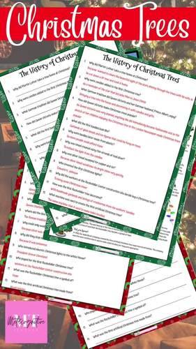 History of Christmas Trees Reading Comprehension Worksheets | TPT