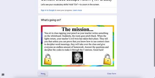 Context Clues Escape Room Game 4th Grade (Digital or Paper) Vocabulary