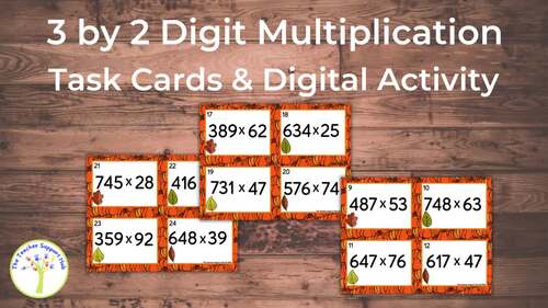 3 by 2 Digit Multiplication Write the Room Task Cards Print and Digital ...