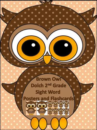Brown Owl Dolch Sight Word Flash Cards & Posters 2nd Grade High ...
