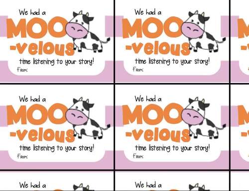 Cow Tales Candy Guest Reader Appreciation Gift Tag- We had a MOO-velous ...