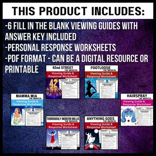 Dancing Broadway Bundle → 6 Musical Theatre Viewing Guides & Response ...
