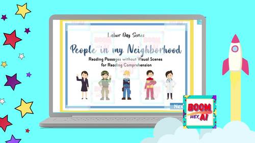 Labor Day Community Helpers BOOM CARDS Speech Therapy reading stories ...