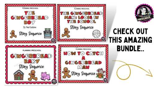 BUNDLE Gingerbread Man Story Sequence Activities | 6 Books Reading Center