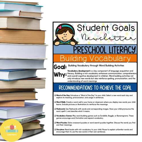 Preschool Literacy Parent Newsletters / parent teacher handouts | TPT