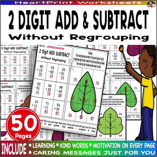 2 digit addition and subtraction without regrouping : Fall mystery ...