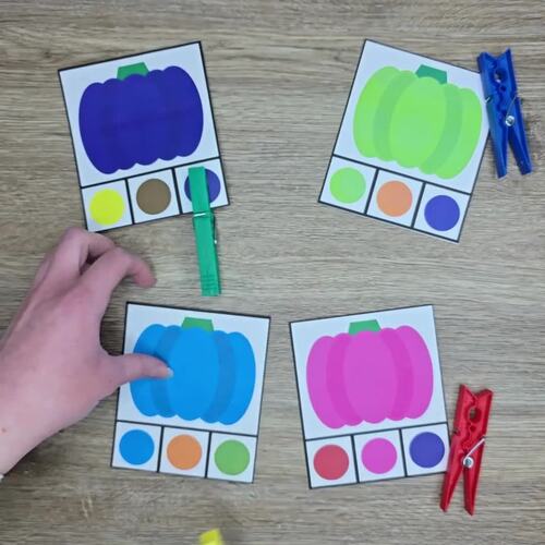 Pumpkin Color Clip Cards by HH Fun and Learning | TPT