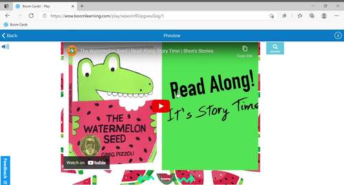 Watermelon Seed Book Buddy BOOM Cards- Digital/NO print or prep | TPT