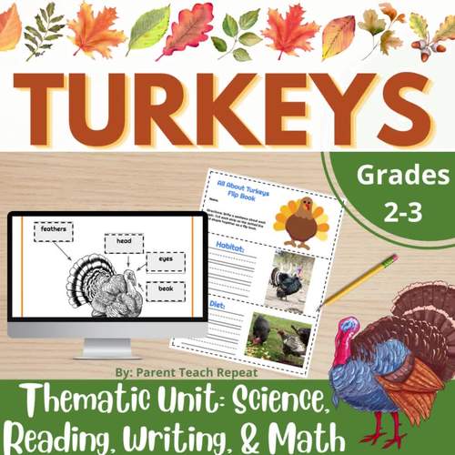 Turkey Activities | Math Science Reading Writing | Thanksgiving | Booklet