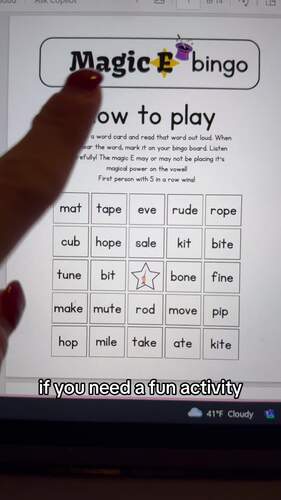 Magic E Bingo Game by Lisaelaine | TPT