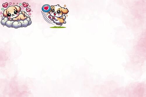 Kawaii Mini Dogs Clipart Set, Cute Dog Digital Stickers for Scrapbooking