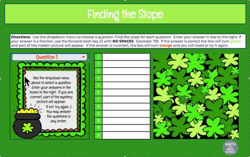 St. Patrick's Day Math | Finding the Slope | Leprechaun Shamrock ...