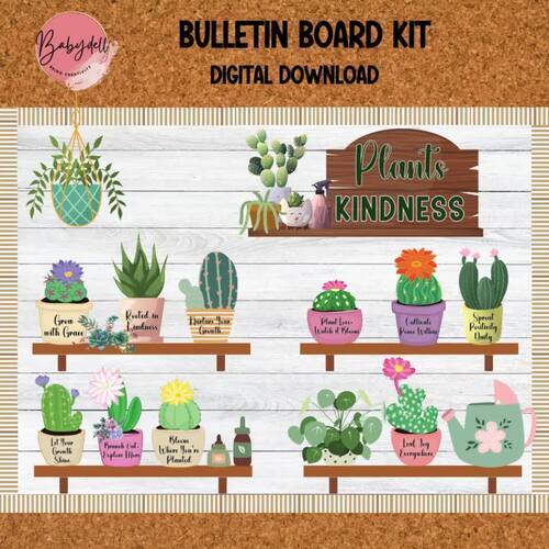 Motivational Quotes Bulletin Board Plant of Kindness Cactus Classroom Decor