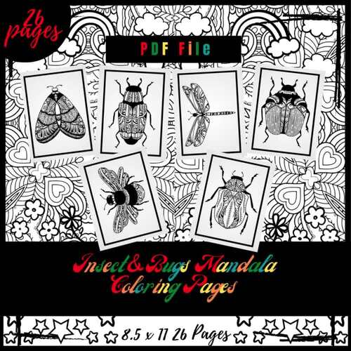 Insects & Bugs Mandala Coloring Pages, Biology Class Coloring Sheets ...